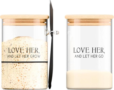 32 oz Wide Mouth Sourdough Starter & Discard Jar Set with Clear/Wood ...