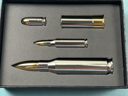 4 Pc Full Set Gold & Rhodium Enhanced Solid .999 Silver Bullets 1oz 2oz ...