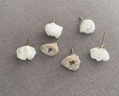 Set of 6 Natural Crystal Geode Cabinet Knobs Drawer Pulls Stone ...