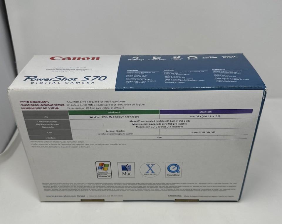 Canon PowerShot S70 7.1MP Digital Camera w/ 3 Battery’s, 2 1gbCard ...