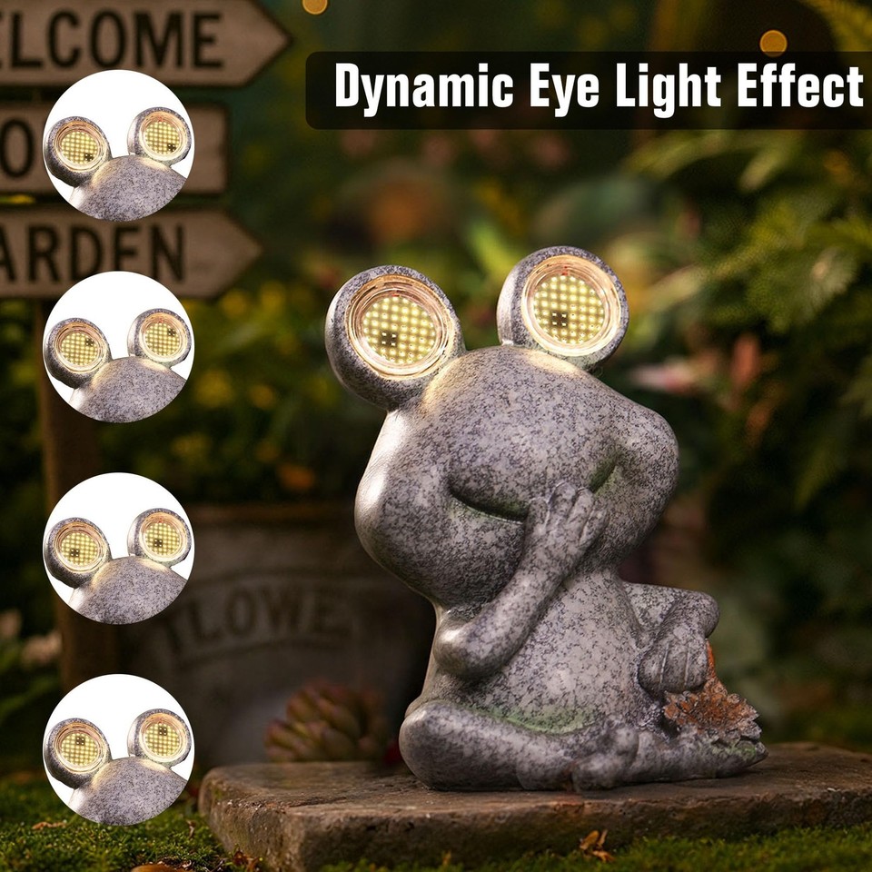 Frog Garden Statue Light Solar Light Figurine Outdoor Decor Fairy ...