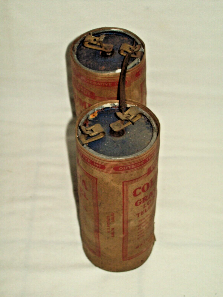 Two Vintage 1930's EVEREADY Telephone Cell Batteries ~ Columbia Gray ...