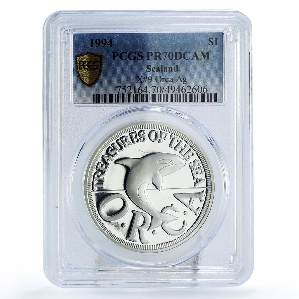 Sealand 1 dollar Sea Treasures Orca Whale Fauna X#9 PR70 PCGS silver ...
