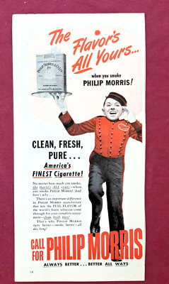 CALL FOR PHILLIP MORRIS AD JOHNNY ROVENTINI 1940'S THE FLAVOR'S ALL ...