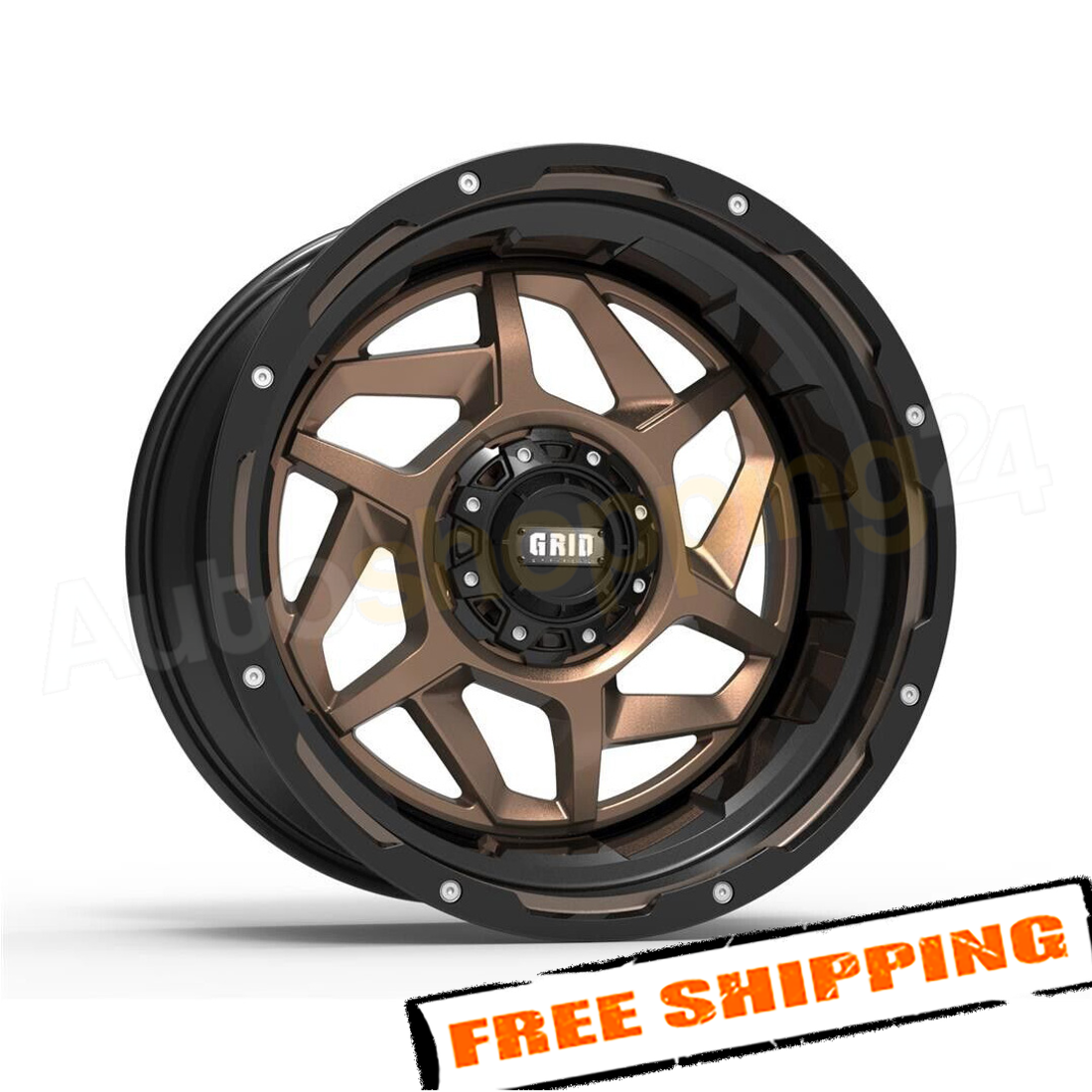 Grid Wheels 22x12 -44 8x165.1 125.50 GD14 Gloss Bronze w/ Black Lip ...