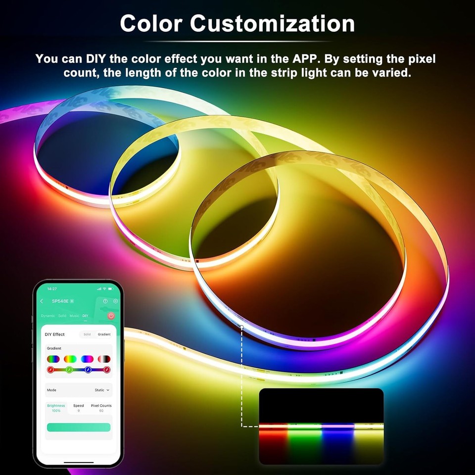 SP548E SPI Three-Channel RGB Dream Color LED Controller with Button APP ...