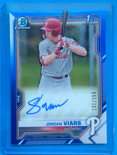 JORDAN VIARS 2021 1st Bowman Draft Chrome Blue Refractor Auto /150 CDA ...