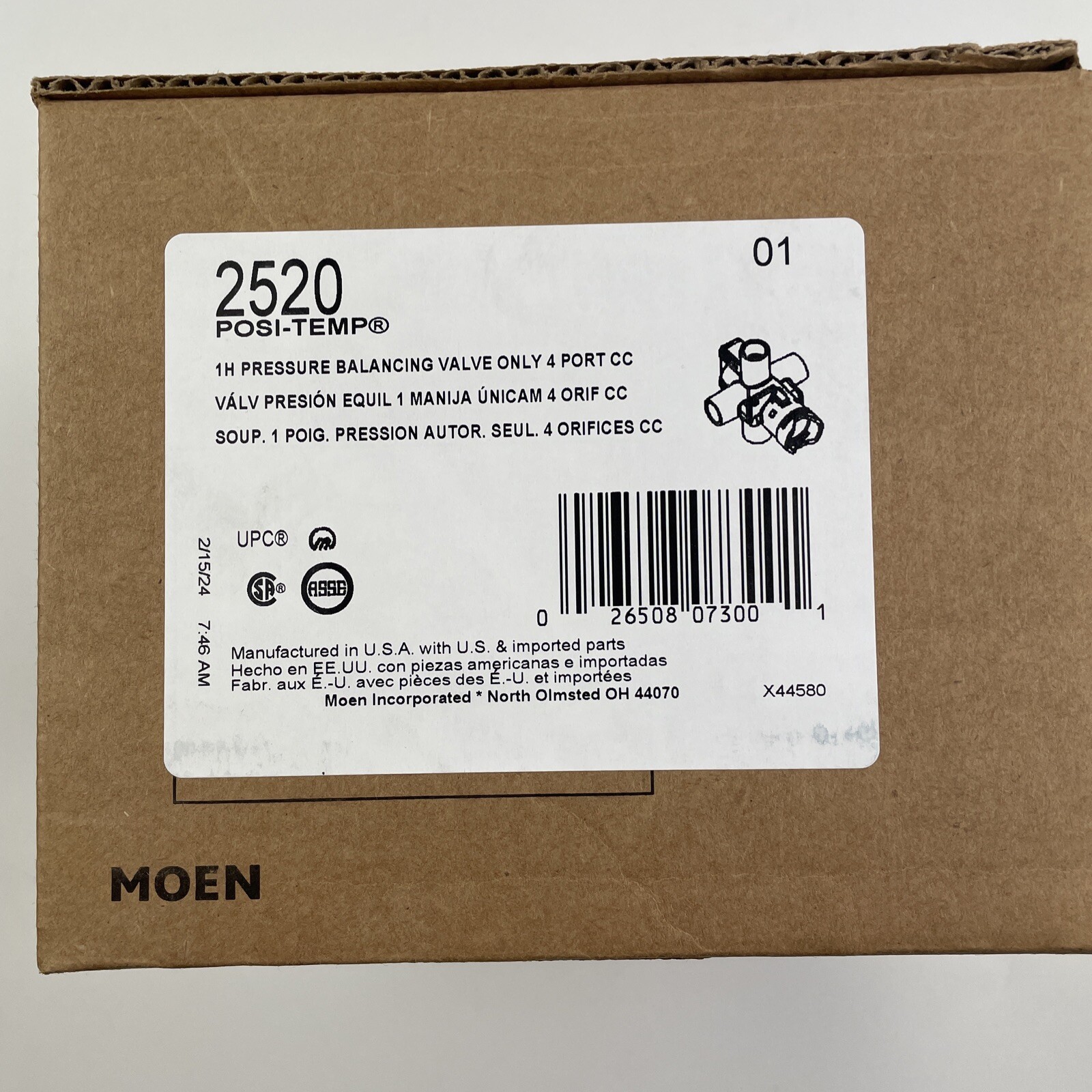 Moen 2520 Posi-Temp Single Handle Valve 26508073001 | eBay