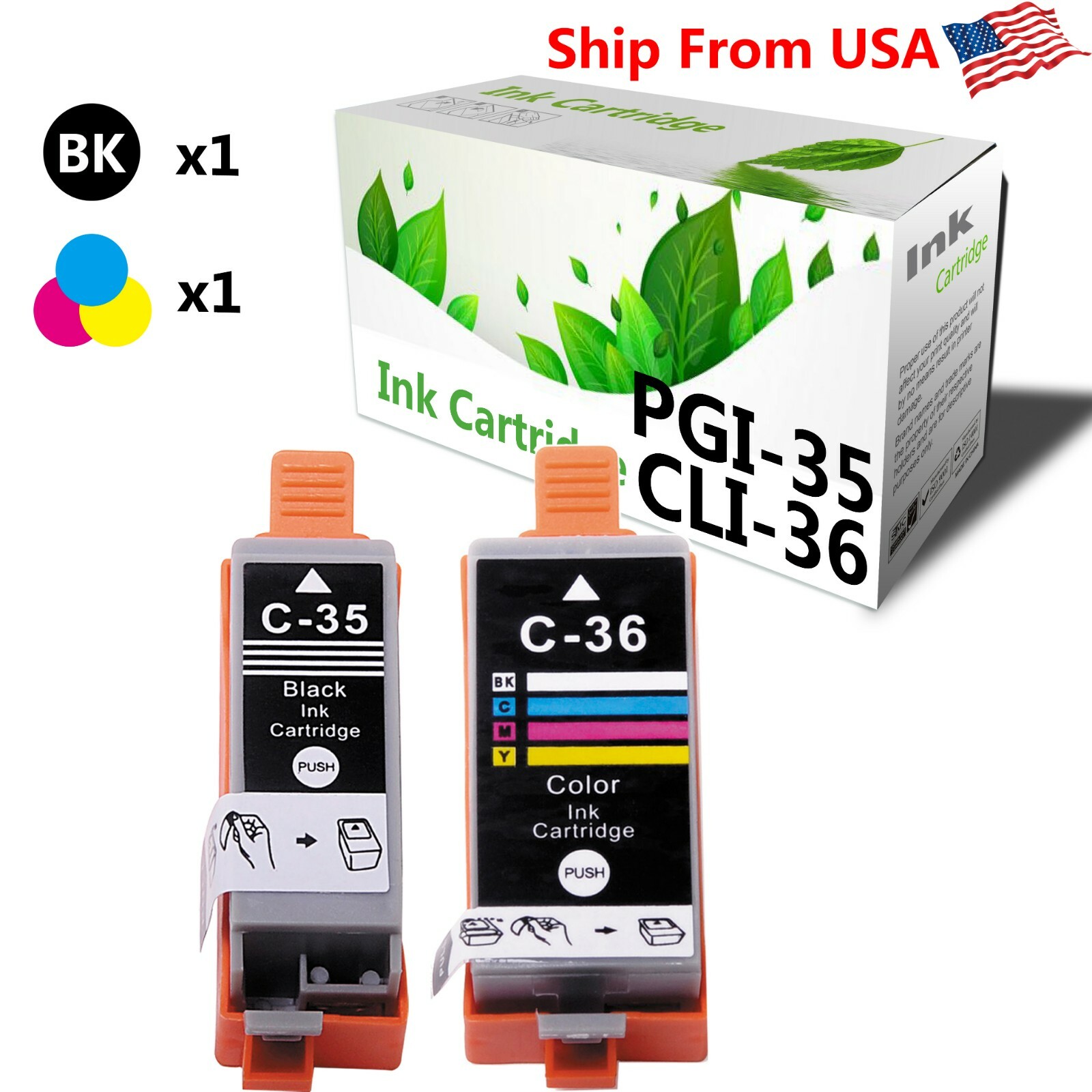 2 Pack PGI35 CLI36 Ink Cartridge for Canon PIXMA Mini320 TR150 with ...