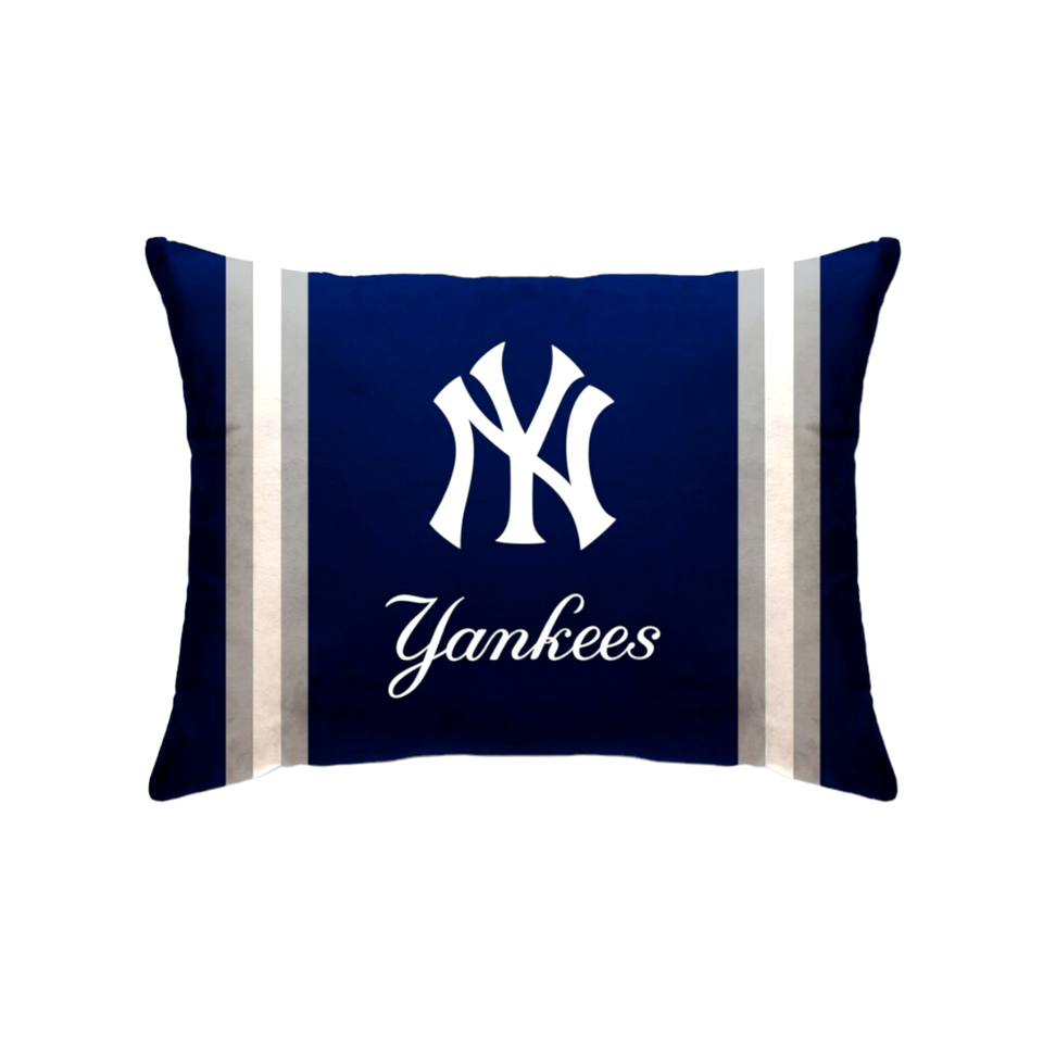 New York Yankees MLB Plush Logo Bed Pillows Navy / Gray Size 20" x 26 ...