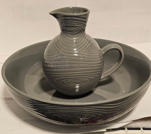 TEMPTATIONS GRAY WOODLAN BOWL & PITCHER | eBay