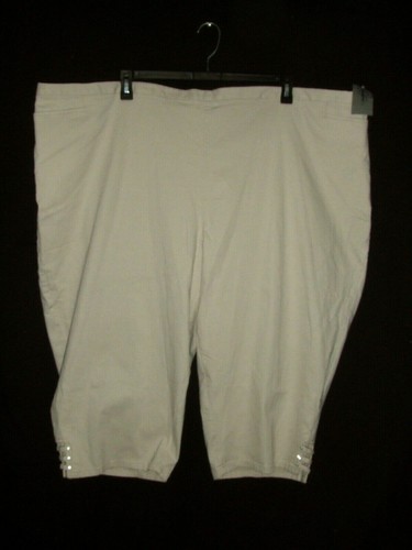 Catherines Essentials Beige Flat Front Pull-On Capris Womens Size 5X ...