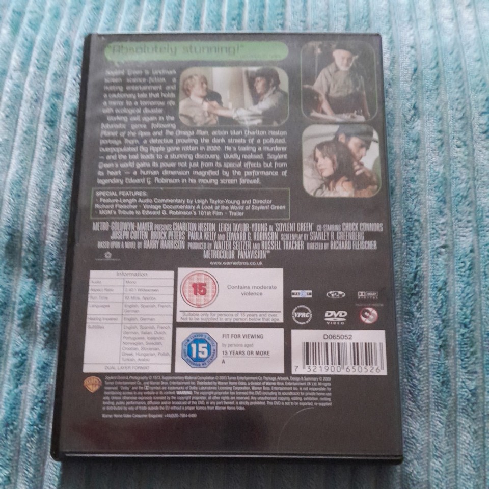 SOYLENT GREEN - DVD. 1973 Sci-Fi. Nightmarish Dystopian Vision of the ...