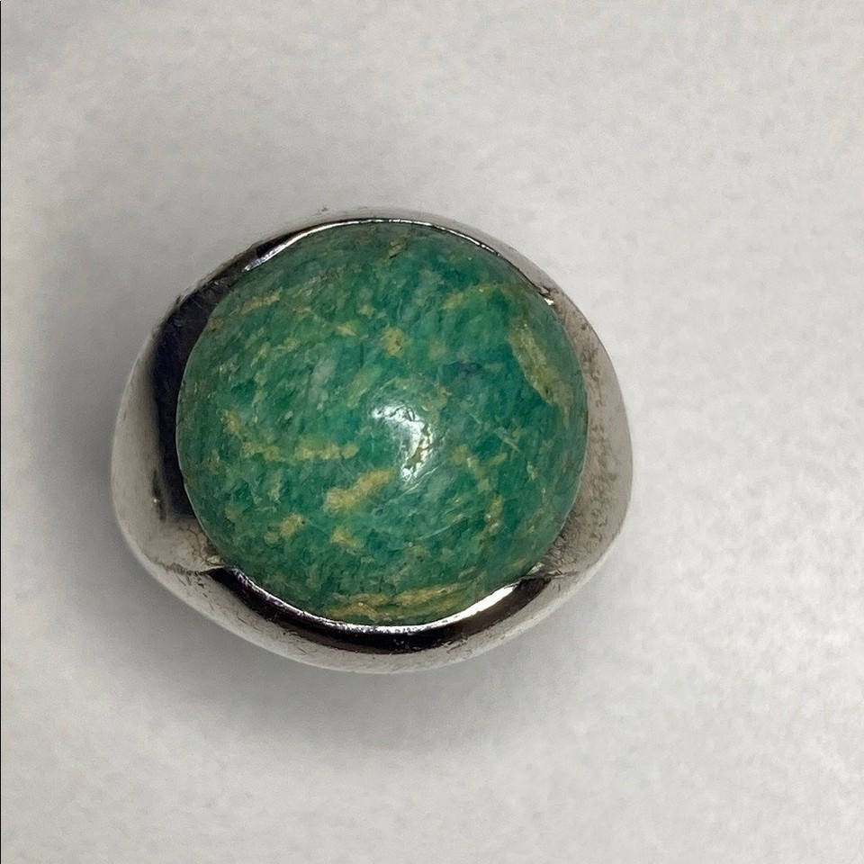 Sterling Silver and Amazonite Stone Ring Size 6.5 Squared Anti-Spin ...