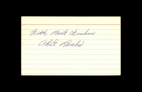 Chet Laabs 1937-1947 Browns A's OF SIGNED 3x5 Index Card (d. 1983) RARE ...