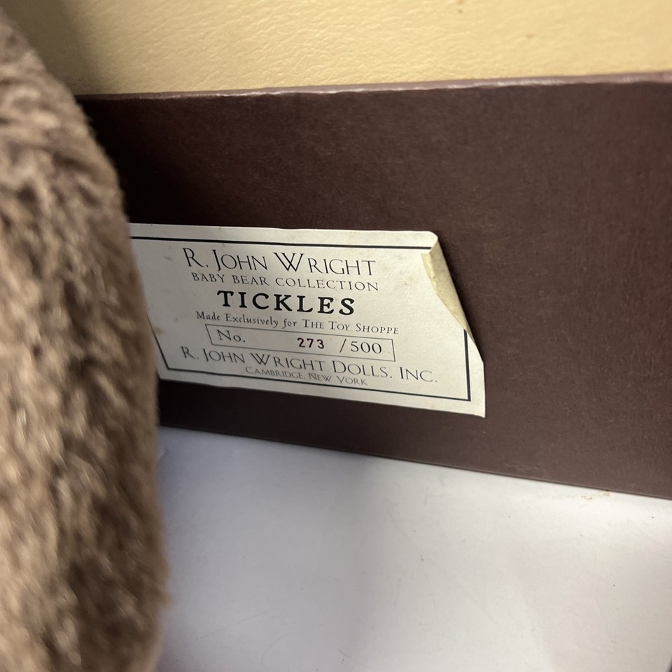 R John Wright 12” "Tickles" Baby Brown Bear COA Adorable | eBay