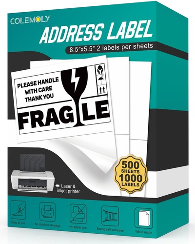 Half Sheets Shipping Labels for Inkjet & Laser Printer Mailing Label ...