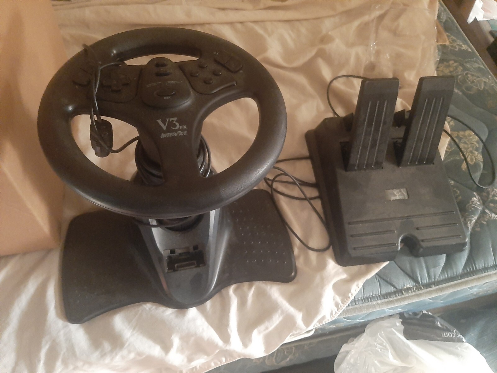 Nintendo 64 V3 DRIVING STEERING WHEEL CONTROLLER W/ GAS BRAKE PEDALS ...