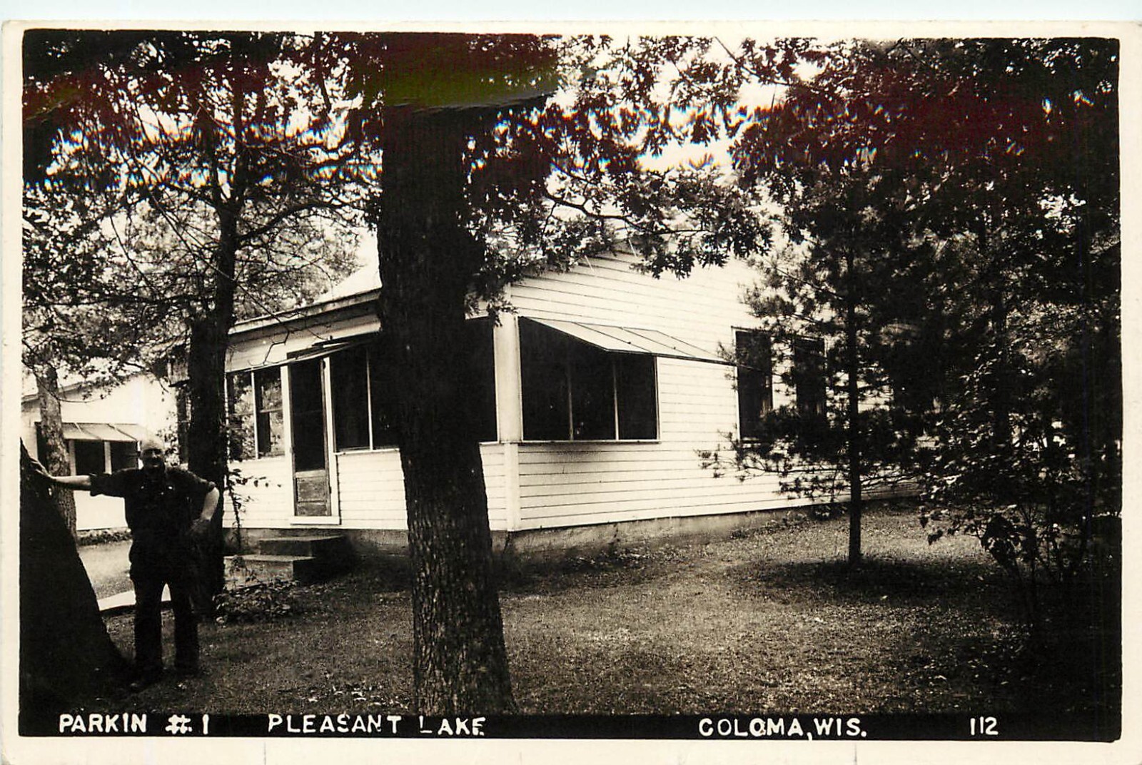 RPPC Postcard 112; Cabin at Pleasant Lake, Coloma WI, Parkin #1 ...