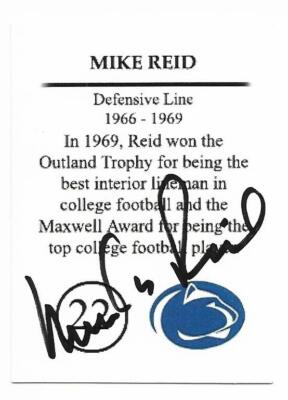MIKE REID Autographed Signed ASI Alumni Club card Penn State Nittany ...