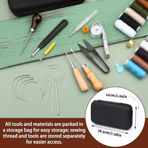 48PCS Leather Craft Working Tools Kit Hand Sewing Supplies Stitching ...