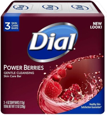 Dial Glycerin Soap Bars with Power Berries, Raspberry, Pomegranate, 12 ...