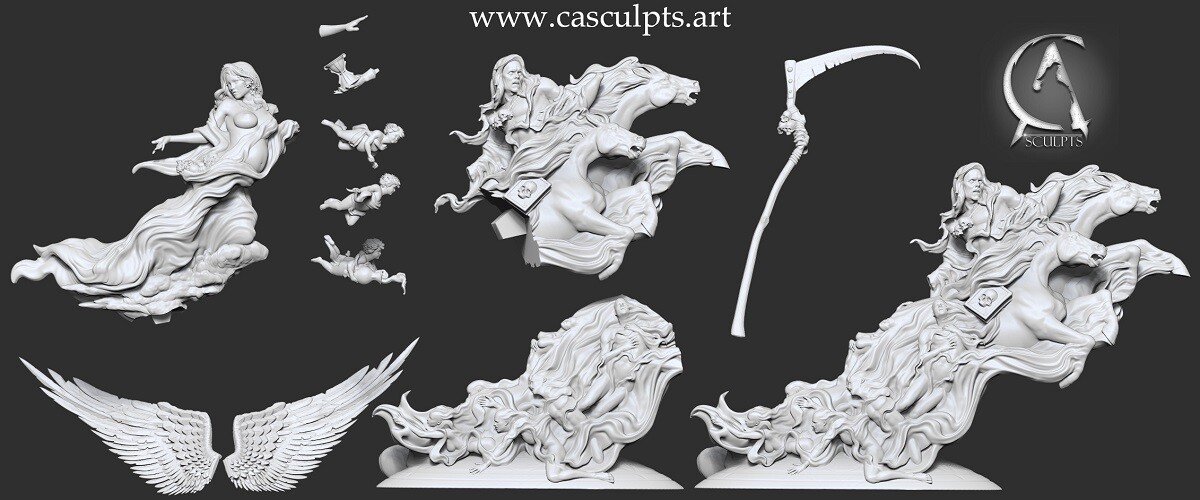 Anime Demon & Beauty Unpainted Model 3D Printed Figures Resin Kits ...