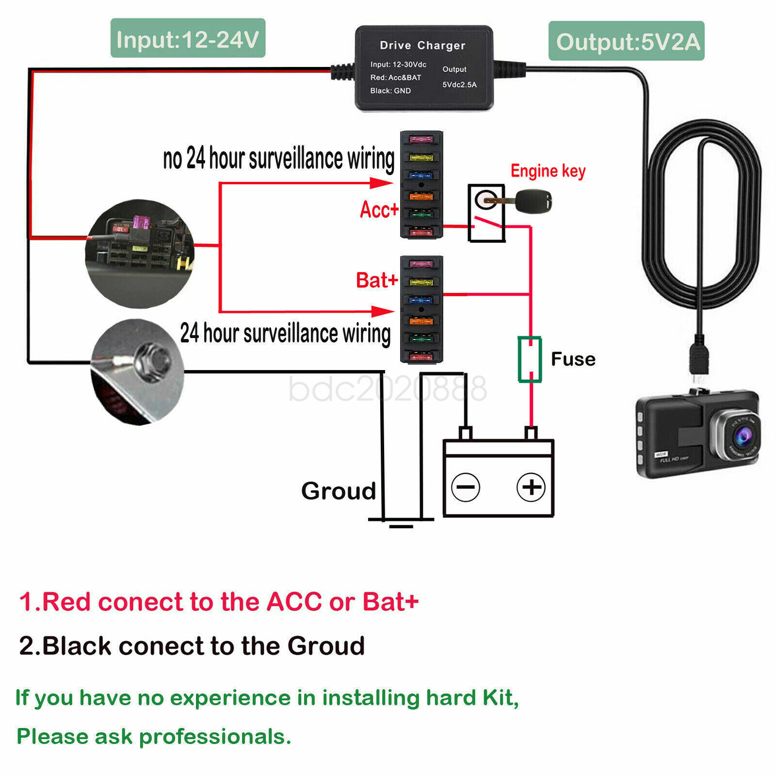 Hard Wire Dash Car Cam Camera Kit For Nextbase 112 212 312 402G 412 ...