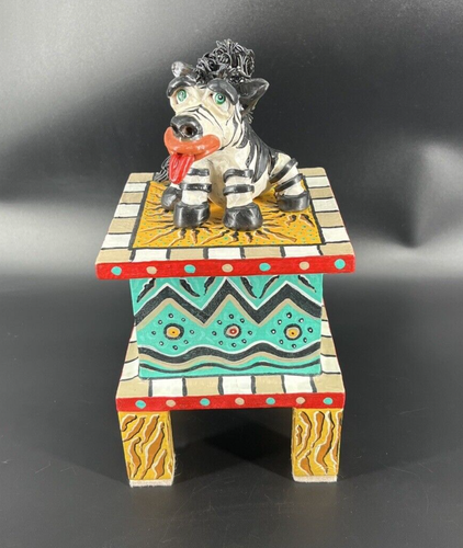OOAK Whimsical 3D Resin Zebra Sculpture Hand painted Trinket Box Curt ...