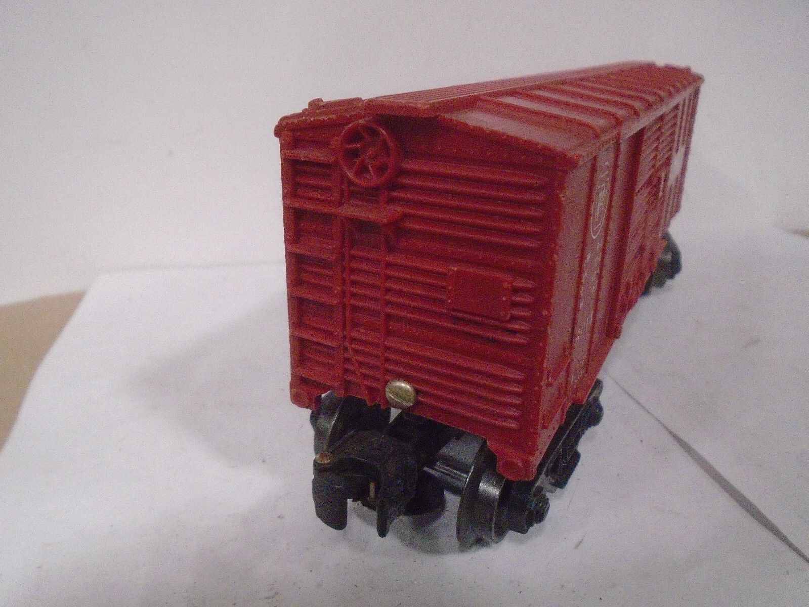 1958 VINTAGE LIONEL #6014 PRR RED BOX CAR BOSCO IN NEAR MINT CONDITION ...