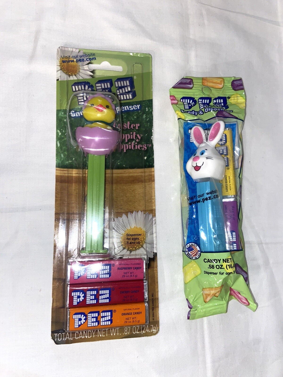 Lot of 2 White Easter Bunny Rabbit Head Pez Candy Dispenser Blue Stem ...