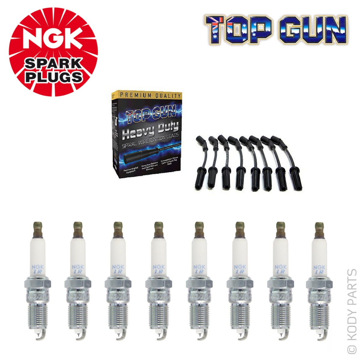 TOP GUN IGNITION LEADS & NGK SPARK PLUGS - for Holden Commodore VE 6.0L ...