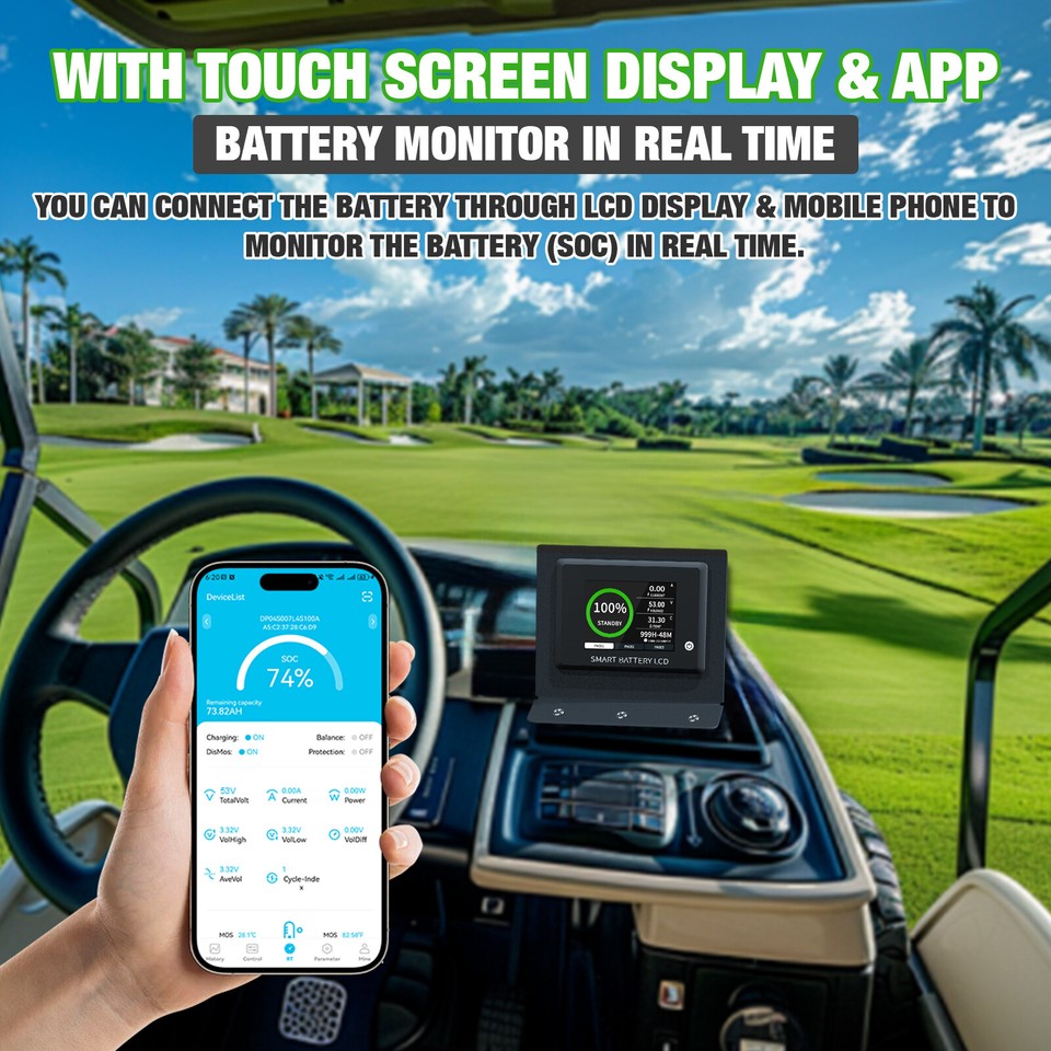 48V 105Ah Lithium LiFePO4 Battery Golf Cart BMS 15000 Deep Cycle 10Year ...