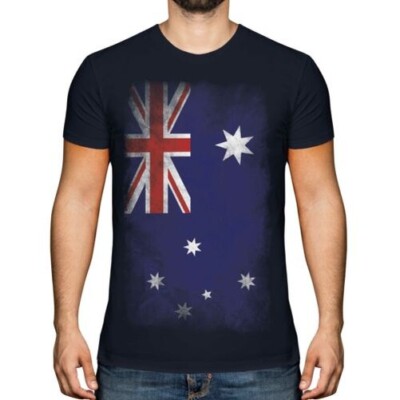 AUSTRALIA FADED FLAG MENS T-SHIRT TEE TOP AUSTRALIAN SHIRT FOOTBALL ...