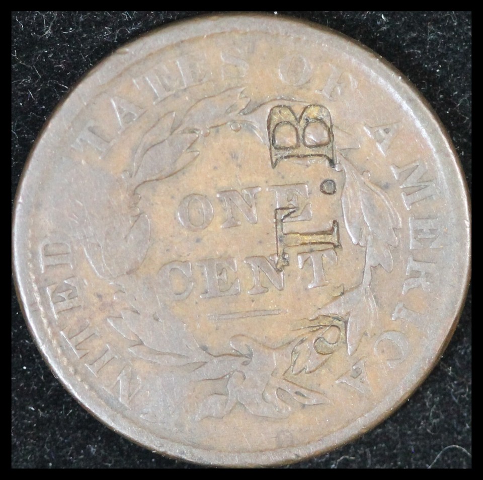 1837 Large Cent - Counter-stamped - 'JTB' Obv. & Rev. TQRAW2284/JL | eBay