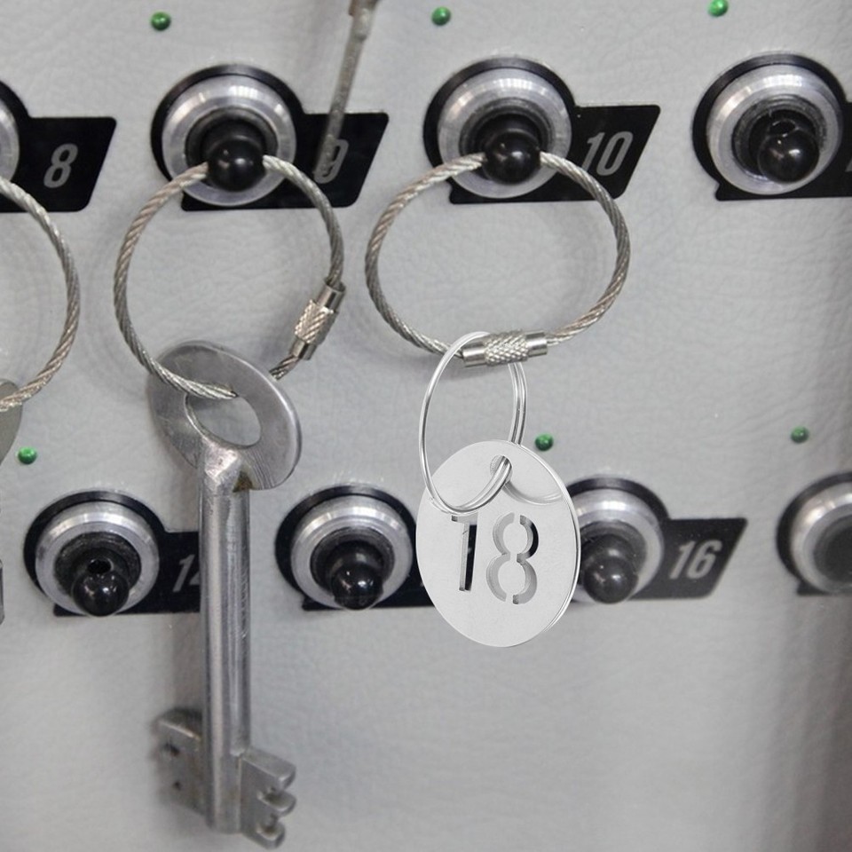 20 Sets Stainless Steel Round Stamping Tags Number Pendant Keychain ...