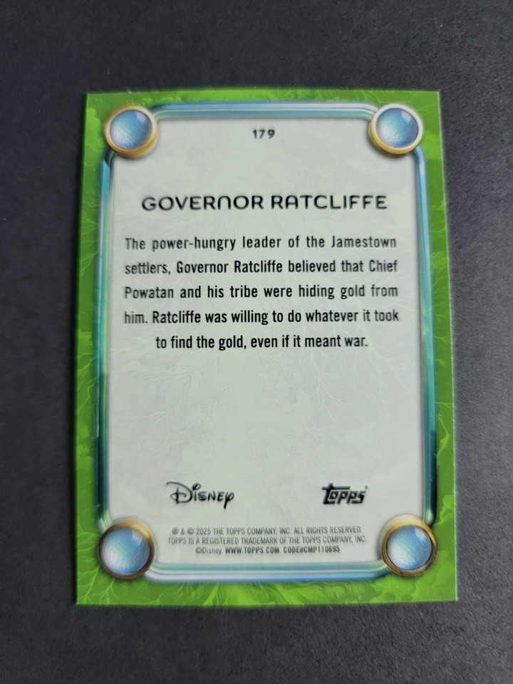 Governor Ratcliffe 2025 Topps Disney Wonder Cartoon Villain 179 | eBay
