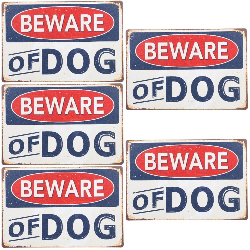 5 Pack Dog Home Sign Beware of Dogs Signs for Fence Warning Property ...