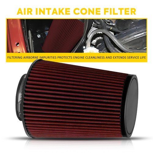 4 inch Inlet High Flow Performance Cold Air Intake Air Filter Cone Red ...