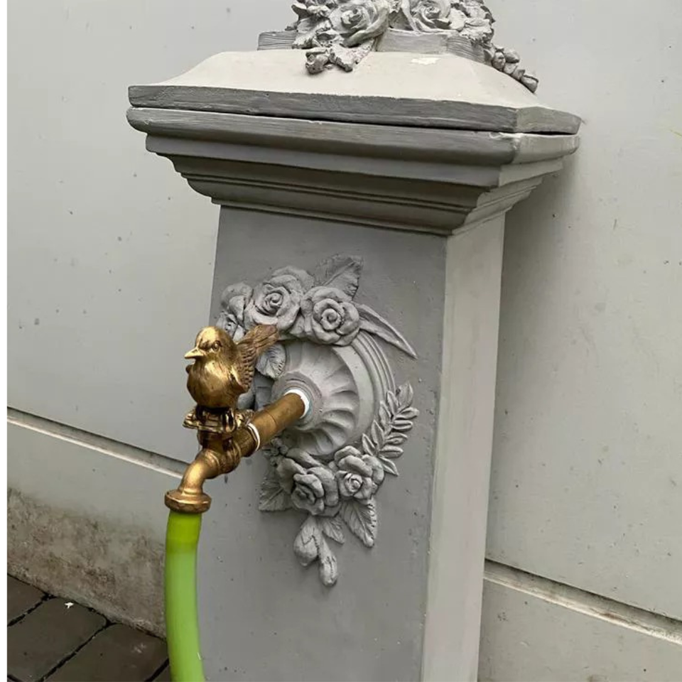 Vintage Brass Basin Sink Faucet Tap Water Squirrels, sparrows, owls ...