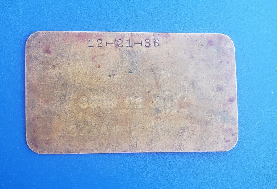 Vintage Solid Brass Social Security Identification Card. Dated 12-21 ...
