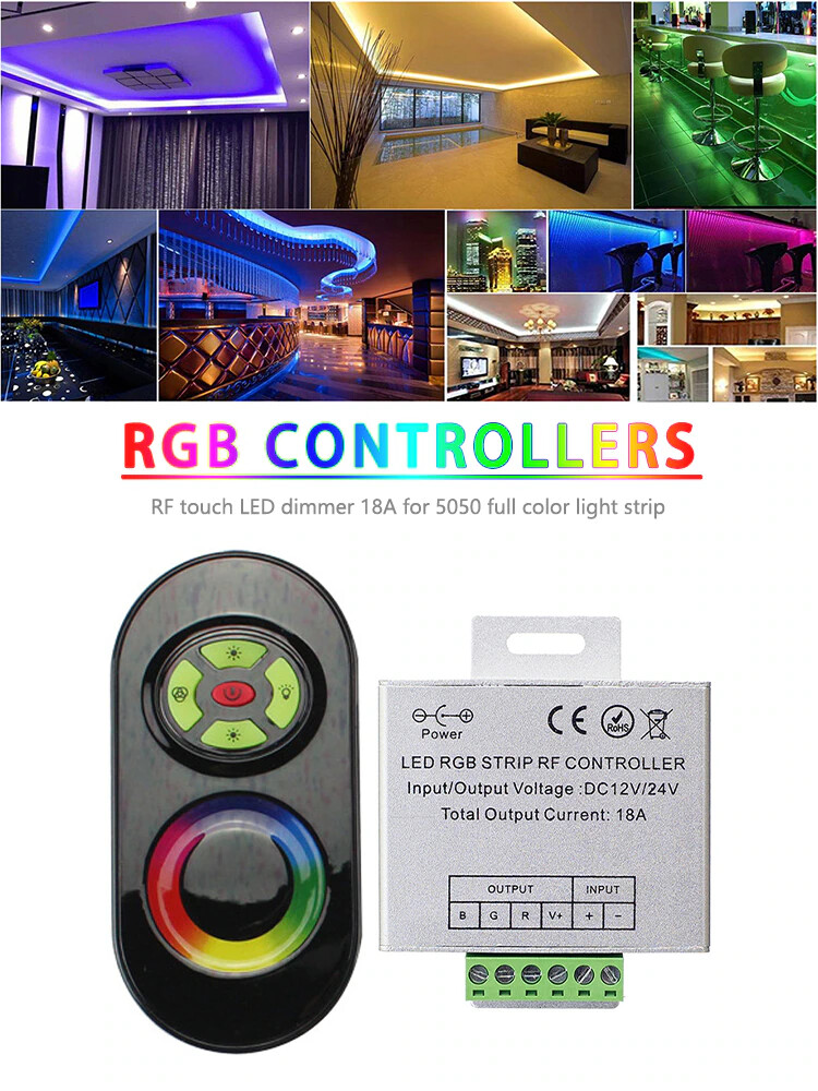 Rgb Led Controller DC 12V-24V 18A LED Dimmer Switch RGB Control Box ...
