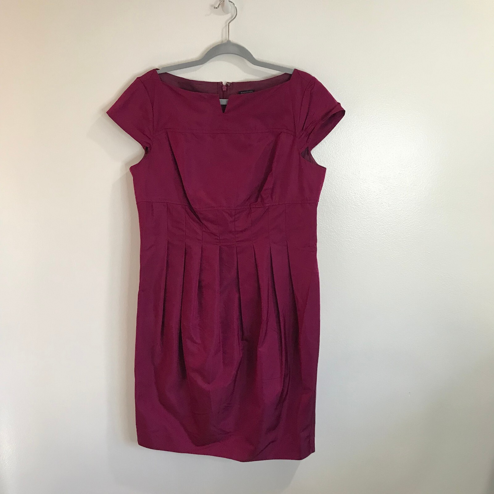 Magaschoni Collection Fuschia Pink Shirt Dress Size 12 14 100% Silk Cap ...