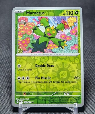 Maractus Common Reverse Holo Grass 2024 PALDEAN FATES Pokemon TCG Card ...