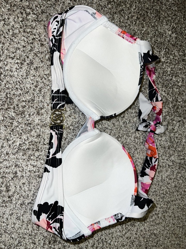 Victoria's Secret Bombshell tropical print bling Strappy Bikini Top 36B push up | eBay