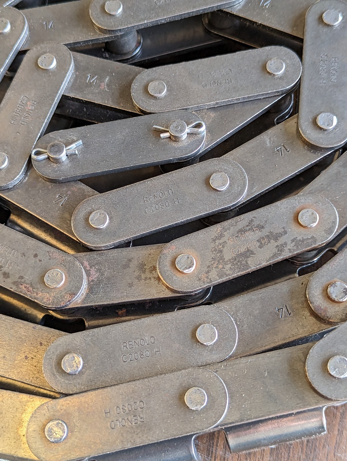 20 ft Renold C2080H Double Pitch Roller Chain with A1 Attachment Every ...