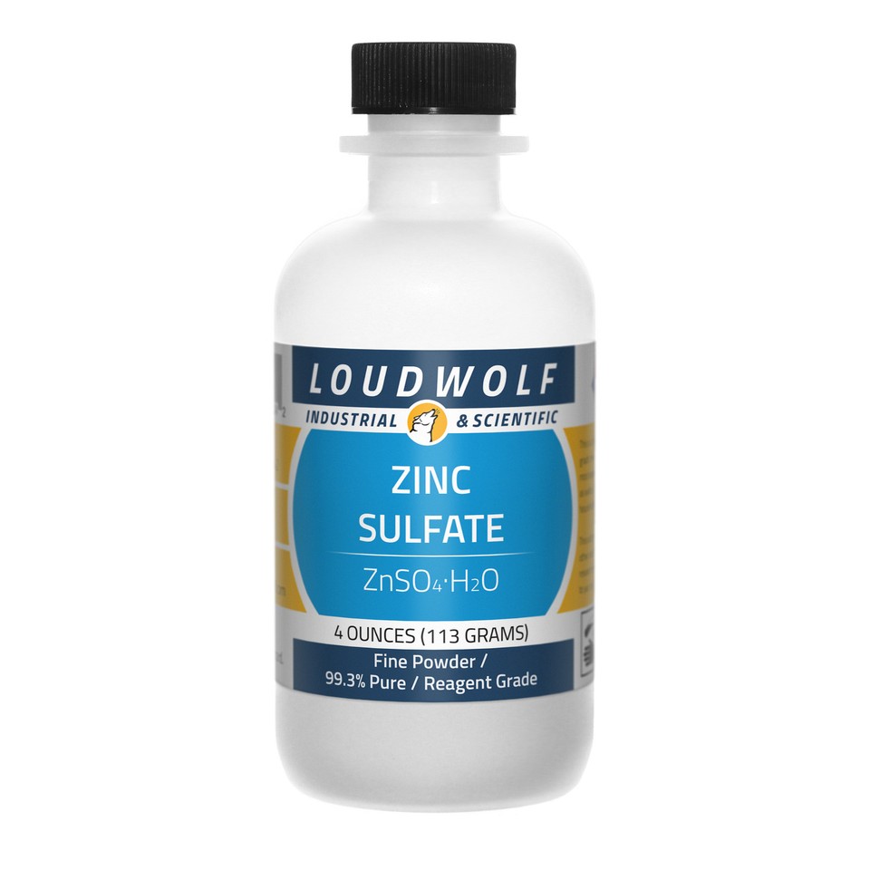 Zinc Sulfate, 4oz, Reagent Grade 99.3% Pure, Sturdy Bottle SHIPS SAME ...