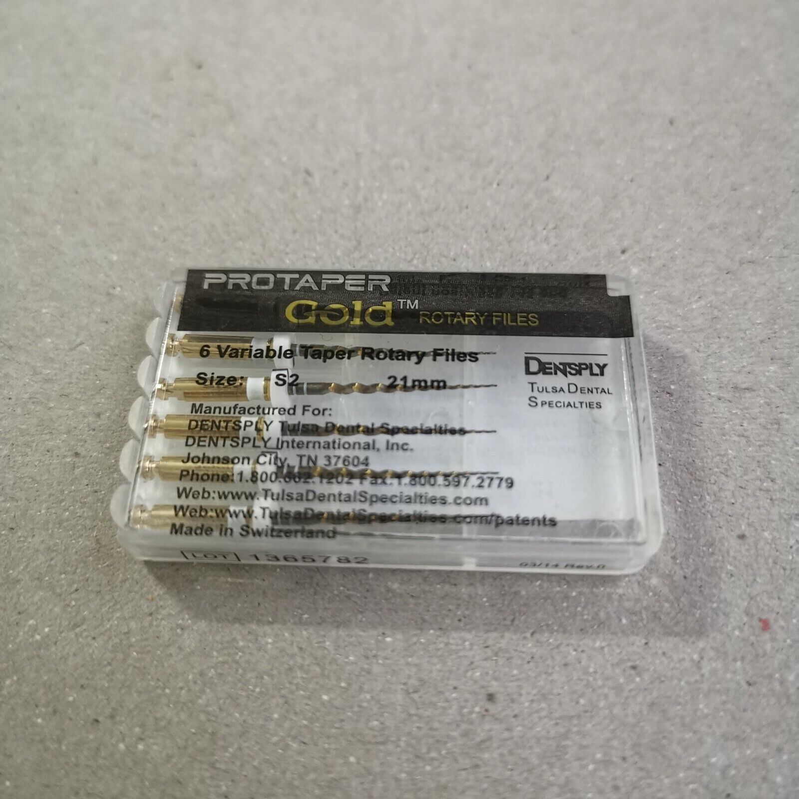 Protaper Gold Rotary Files 21mm S2 Dentsply Tulsa Assorted Endodontics ...