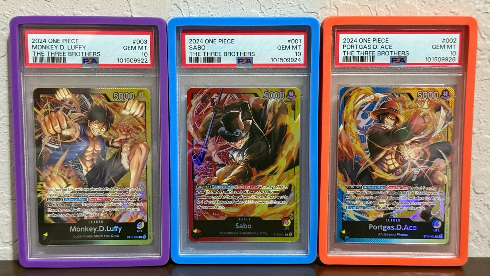 One Piece Luffy Ace Sabo Leader Cards the Three Brothers ST13 PSA 10 ...