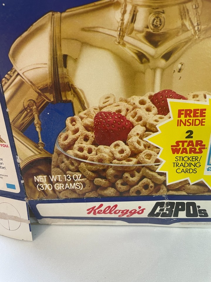 Vintage Star Wars Kelloggs C3PO's used cereal box Sticker Trading Card ...